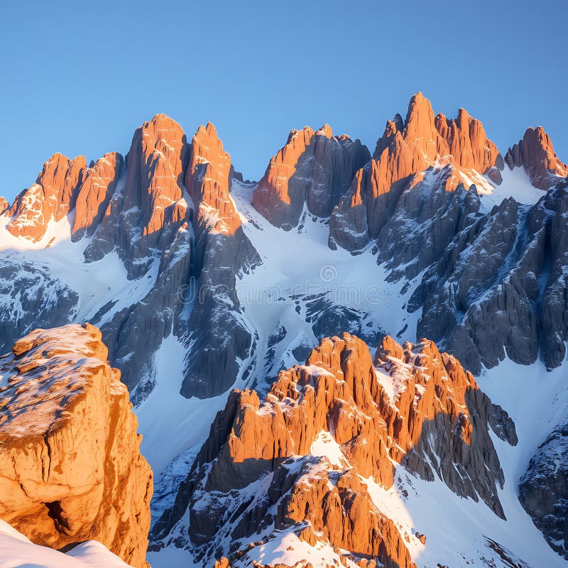 Rocky Peaks of French Alps with Dawn Light Stock Illustration ...