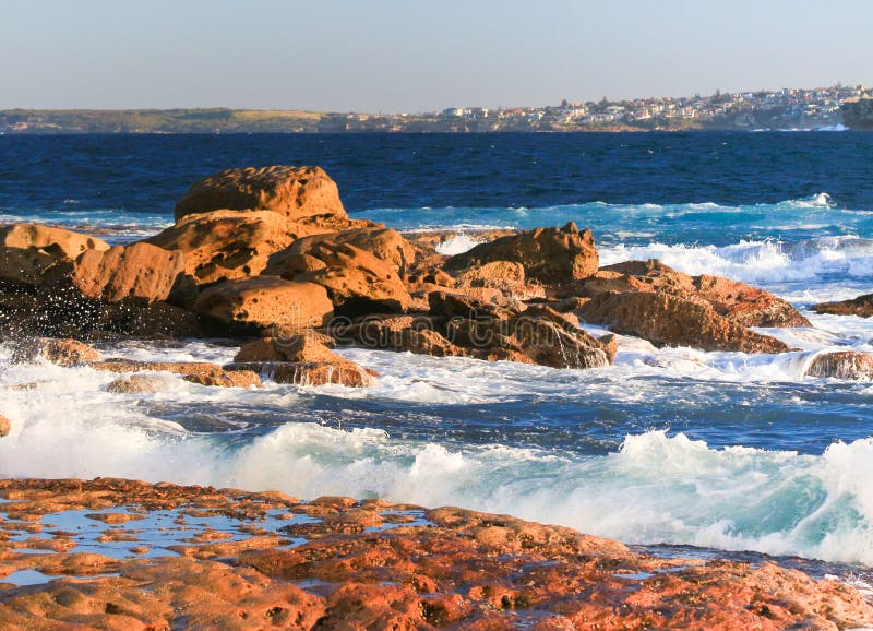 Rocky reefs stock photo. Image of ripples, horizon, bondi - 42489172
