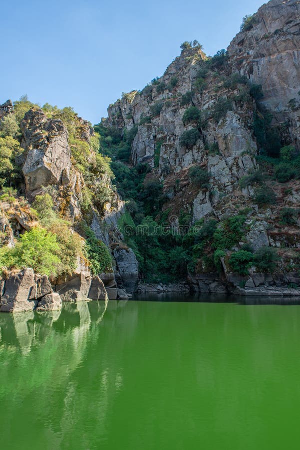 Rocky river bank stock photo. Image of cliff, portugal - 197476310