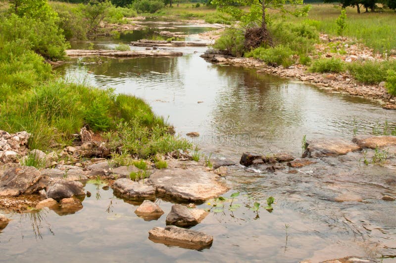 Rocky River Flowing through a Meadow Stock Photo - Image of landscape ...