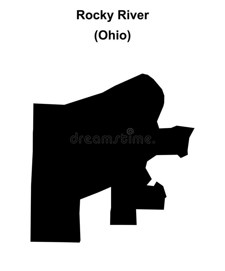 Rocky River outline map stock vector. Illustration of outline - 357493764