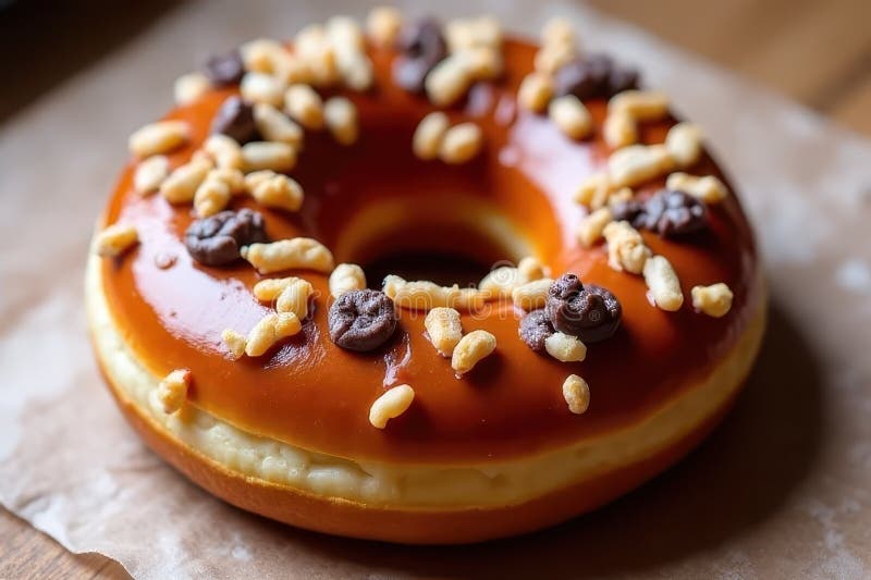 Rocky Road Donut Close-Up stock illustration. Illustration of smooth ...