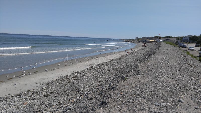 Rocky Sandy Beach Em Maine New England Foto de Stock - Imagem de praia ...