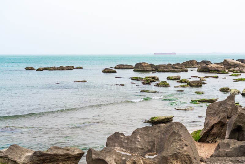 Rocky Sea Beach with Boulders Stock Photo - Image of bedrock, beautiful ...
