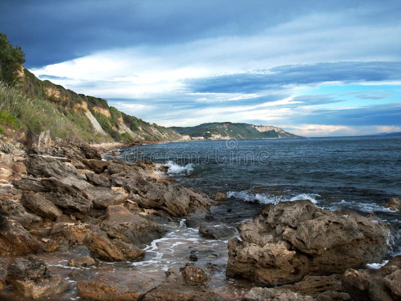 Rocky sea coast stock photo. Image of dusk, beach, crimea - 28814624