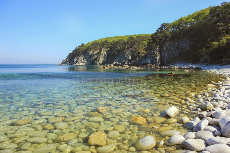 Rocky Sea Shore. Primorye, Russia. Stock Photo - Image of russia, calm ...
