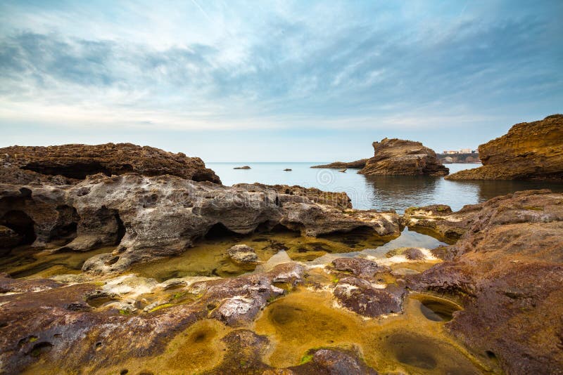 Rocky Seascape stock photo. Image of ocean, algae, biarritz - 29641112