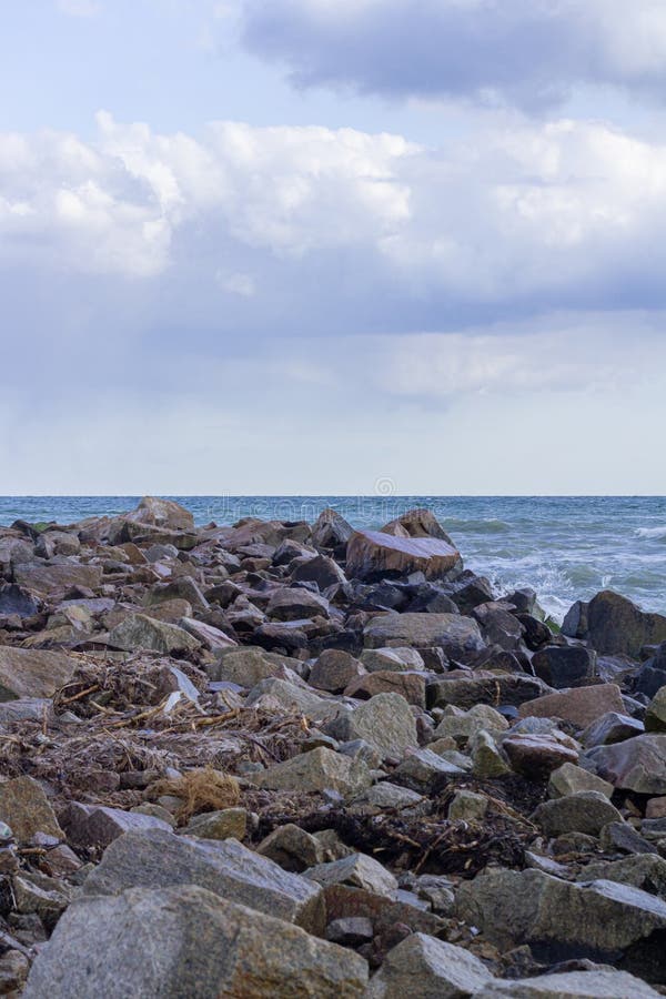 Rocky Seashore with Granite Stones Stock Photo - Image of scenic, high ...