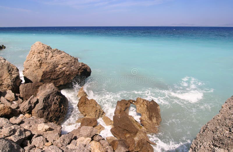 Rocky Ocean Beach Sea Shore Stock Image - Image of pool, blue: 16932125