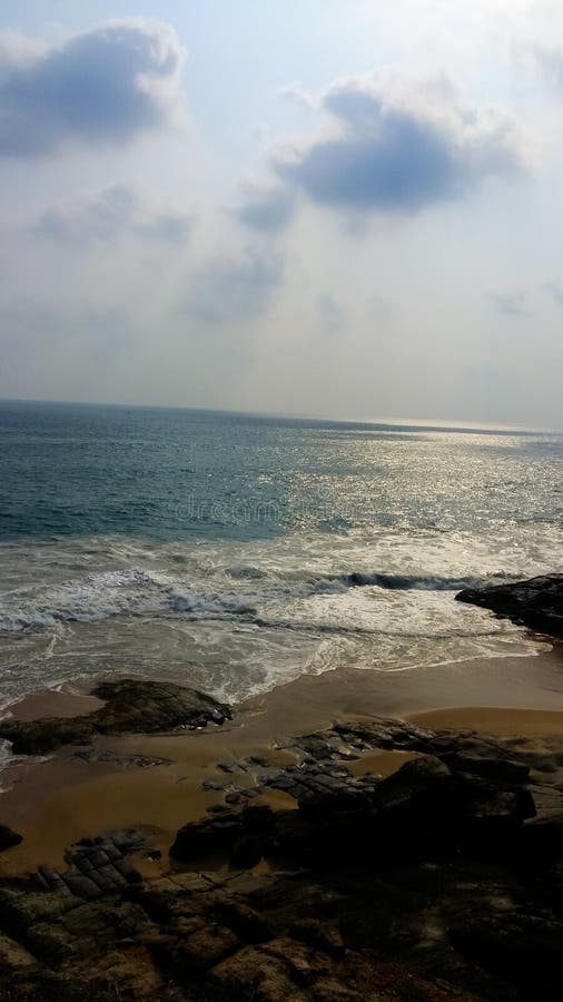Rocky Shore of Azhimala Beach in Trivandrum, India Stock Photo - Image ...