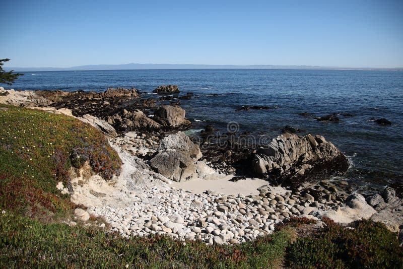Rocky Shore of Pacific Grove in California Stock Image - Image of ...