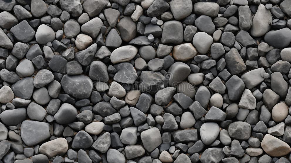 Rocky Shore, Pebbles, Top View. Smooth Round and Sharp Pebbles Stock ...