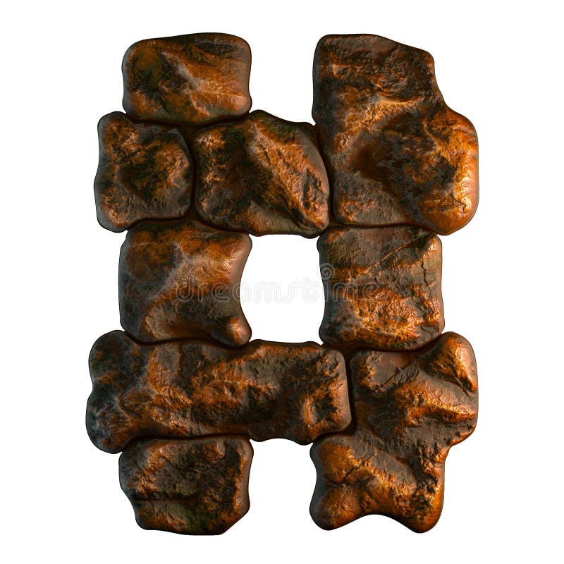 Rocky Symbol Hash. Font of Stone on White Background Stock Illustration ...