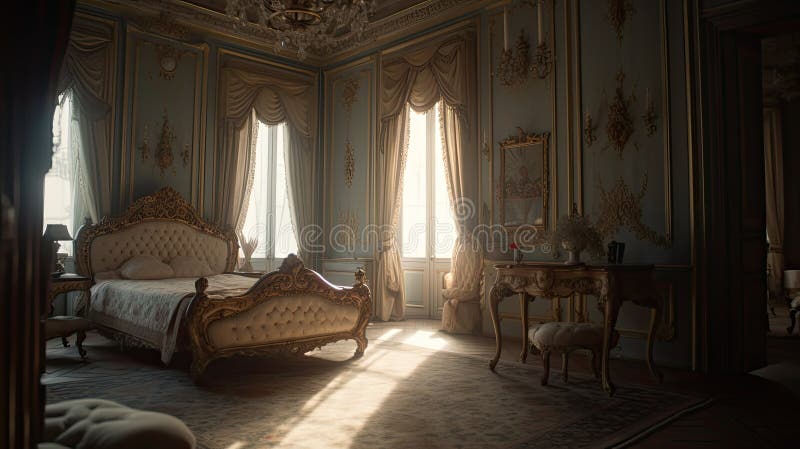Rococo Bedroom Illustration by Generative AI Stock Illustration ...