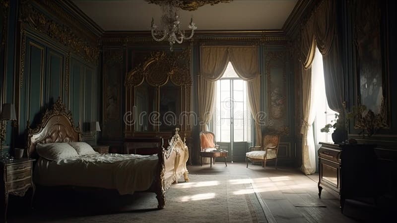 Rococo Bedroom Illustration by Generative AI Stock Illustration ...