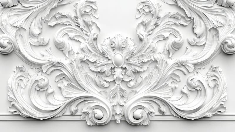 Rococo Design Wall Bas-relief with Stucco Moldings Stock Image - Image ...