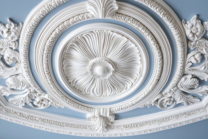 A Rococo Design with a White Gypsum Bas-relief and Ceilind Decoration ...