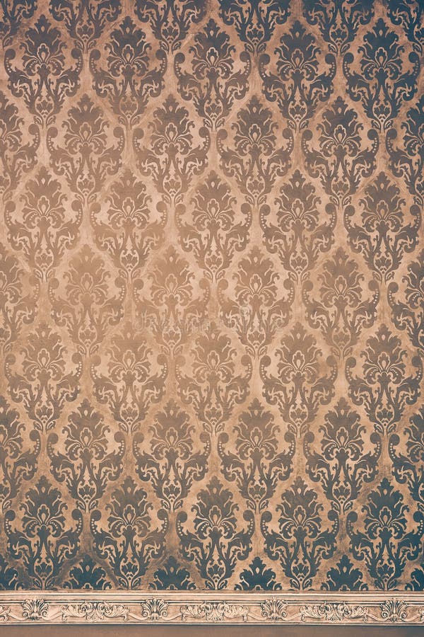 Green Vintage Interior with Rococo Pattern Background Stock Photo ...