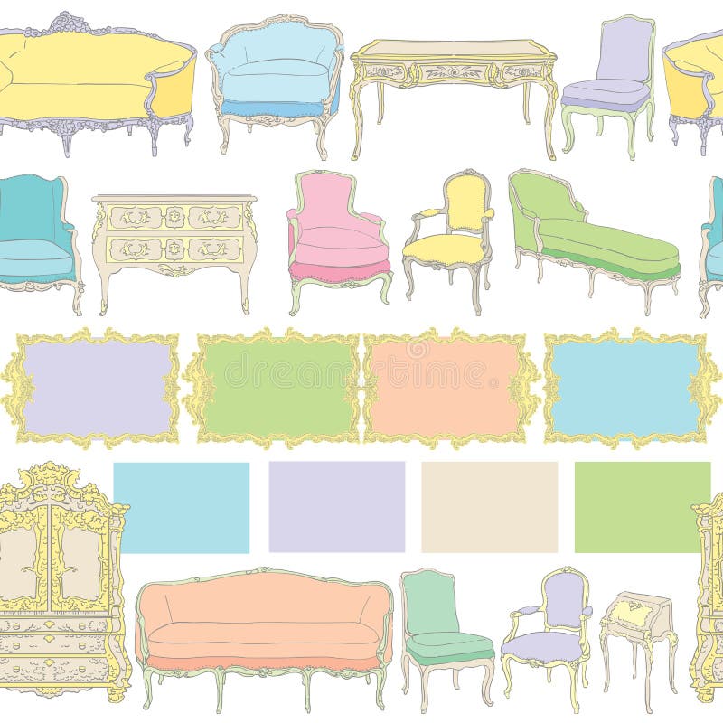 Rococo Antique Furniture Stickers Stock Vector - Illustration of ...