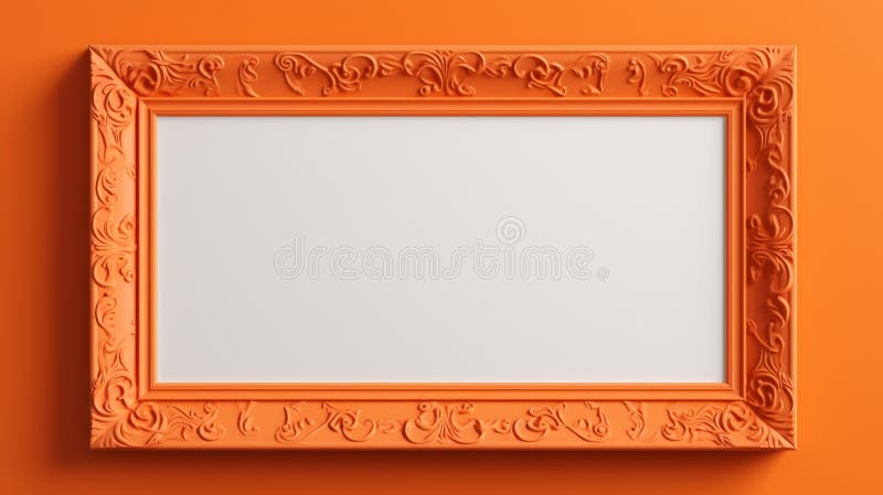 Rococo-inspired Orange Frame Mockup with Matte Photo Stock Illustration ...