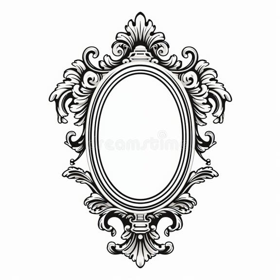 Rococo-inspired Oval Frame Vector with Classicism Mirror Illustration ...