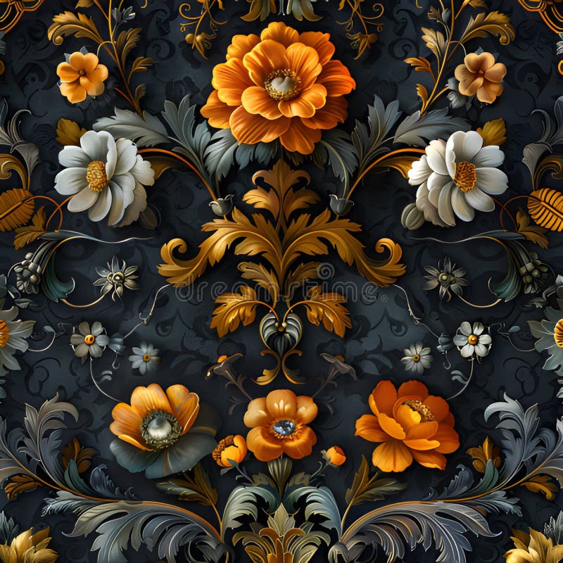 Rococo seamless pattern stock illustration. Illustration of texture ...