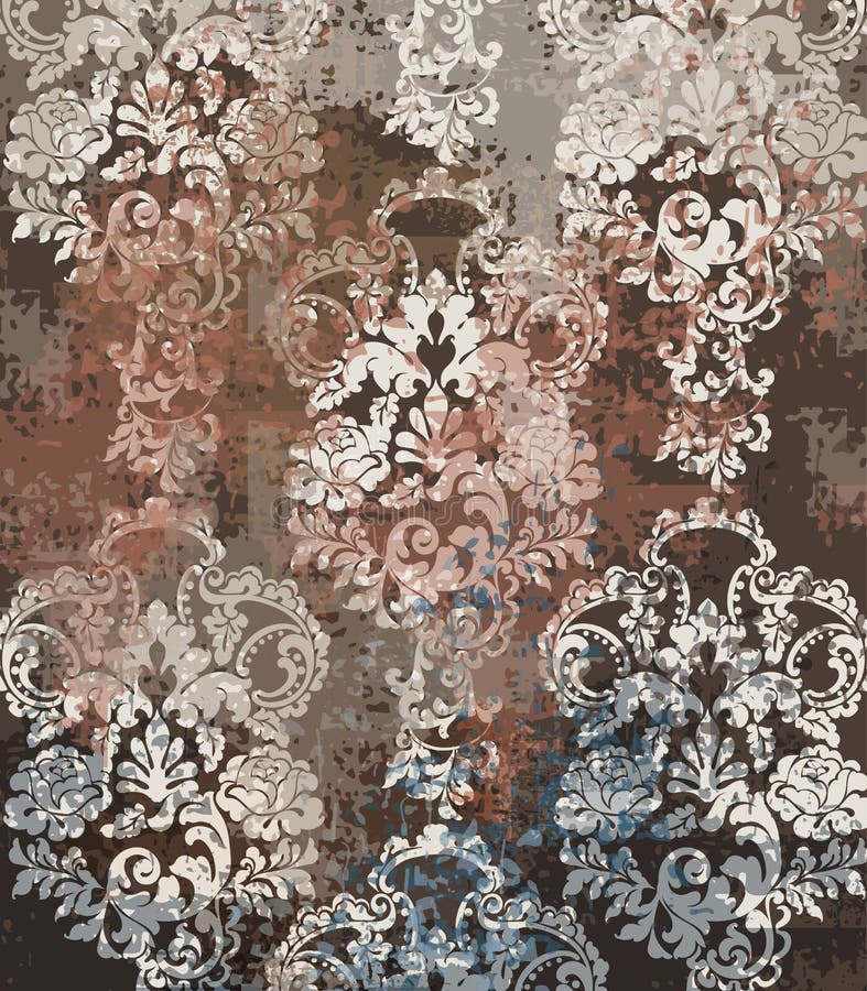 Rococo Texture Pattern Vector. Floral Ornament Decoration Old Effect ...