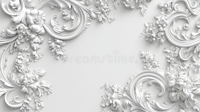 Rococo Wall Design Featuring Bas-reliefs and Stucco Mouldings Stock ...