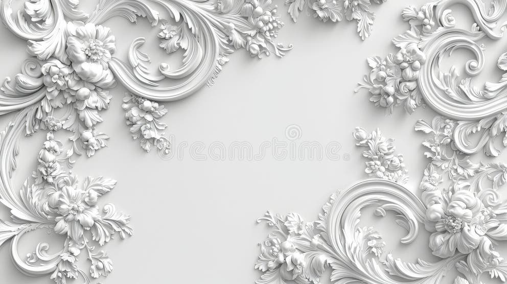 Rococo Wall Design Featuring Bas-reliefs and Stucco Mouldings Stock ...