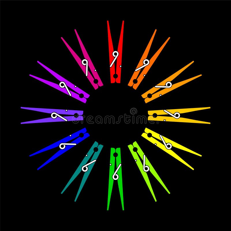 Roda De Cor Do Pregador De Roupa Do Vetor Ilustração do Vetor ...