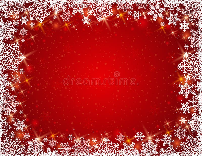 Rode Achtergrond Met Kader Van Sneeuwvlokken, Vector Vector Illustratie ...