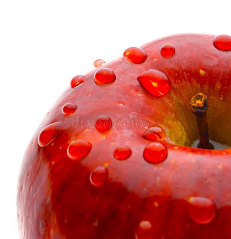 Rode appel stock foto. Image of druppeltjes, calorie, ontbijt - 4825798