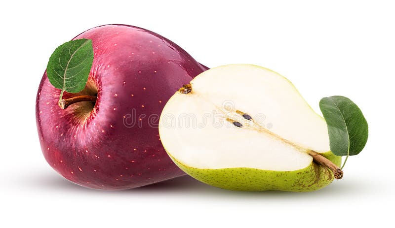 Rode Appel En Gele Peer Met Blad Stock Afbeelding - Image of peren ...