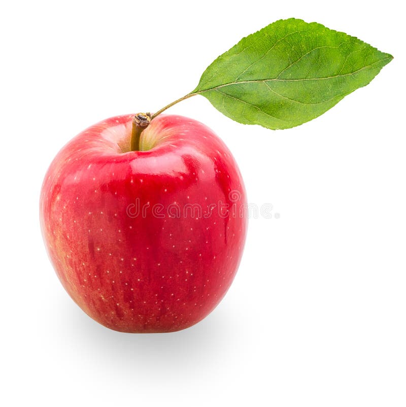 Rode appel met groen blad stock foto. Image of sluit - 67805680