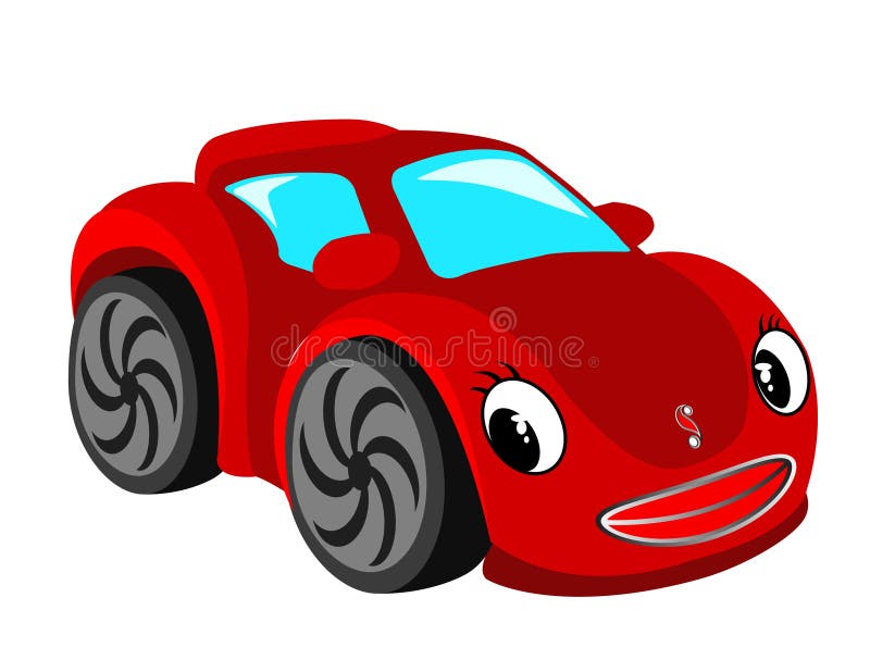 Beeldverhaal Grappige Rode Auto Vector Illustratie - Illustration of ...