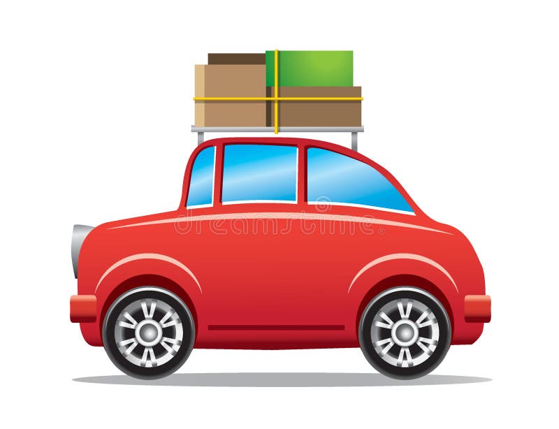 Rode Auto Met Een Bagagedrager Vector Illustratie - Illustration of ...