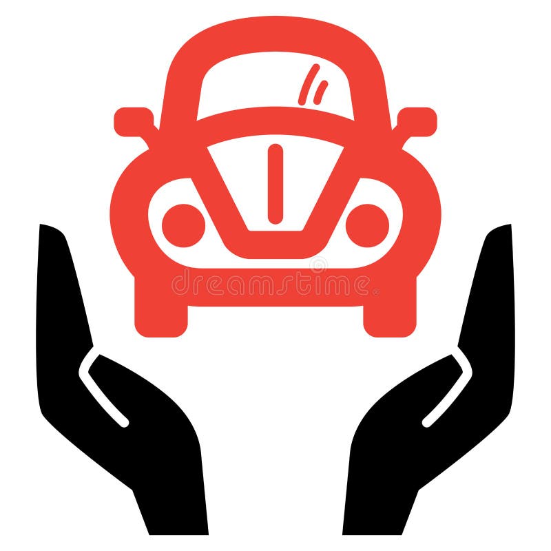 Rode auto in open handen vector illustratie. Illustration of behoud ...