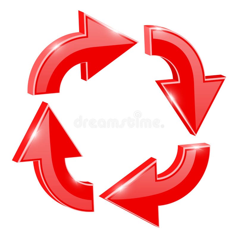 Rode 3d Pijlen in Cirkelmotie Linksdraaiende Richting Vector Illustratie - Illustration of ...