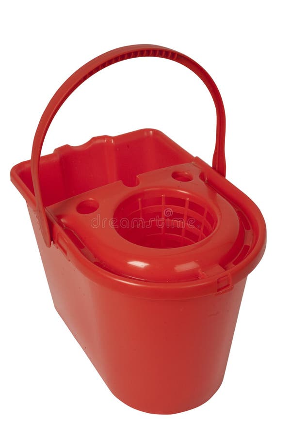 Een rode emmer stock foto. Image of open, huishouden - 12527392