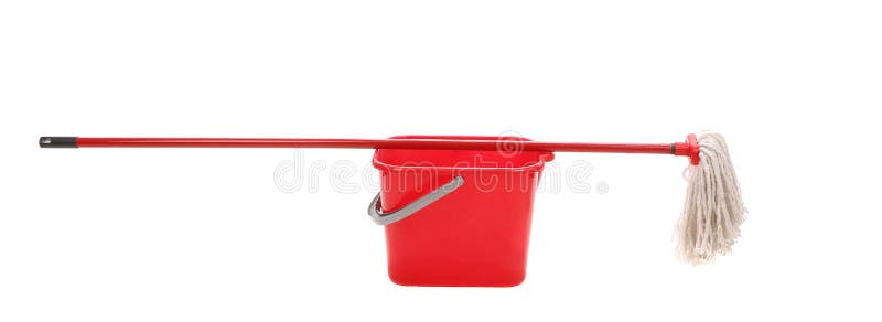 Rode Emmer Met Het Schoonmaken Zwabber. Stock Foto - Image of spons ...