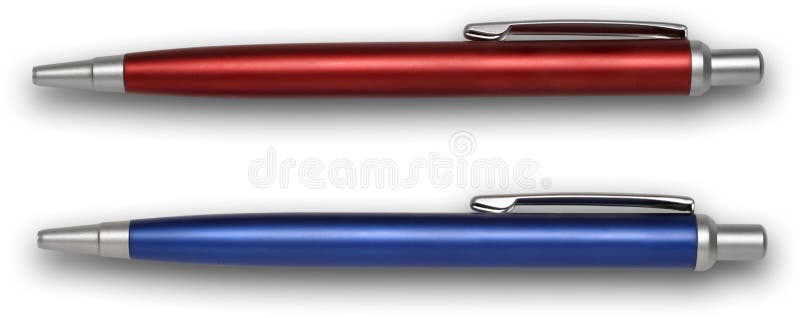 Rode en blauwe pen stock illustratie. Illustration of zaken - 11039249
