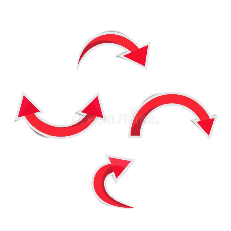 Rode Gebogen Pijl Met Schaduwen Stock Illustratie - Illustration of ...