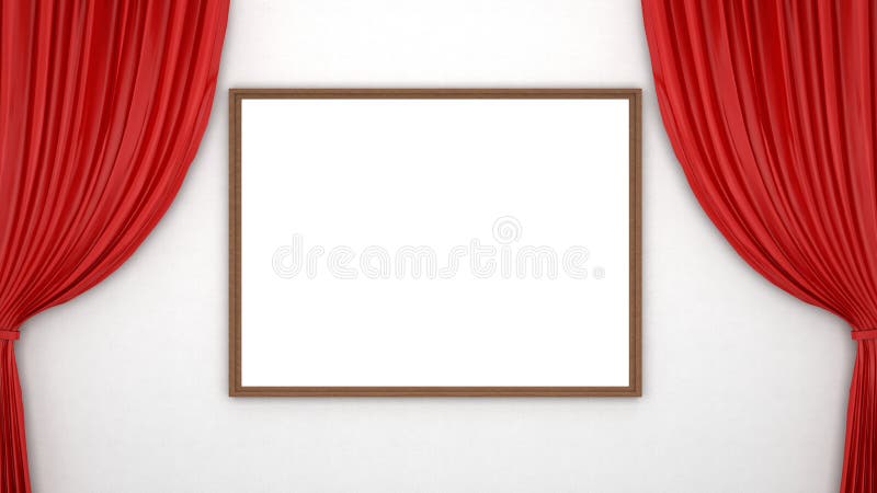 Rode Gordijnen En Leeg Kader Stock Illustratie - Illustration of ...