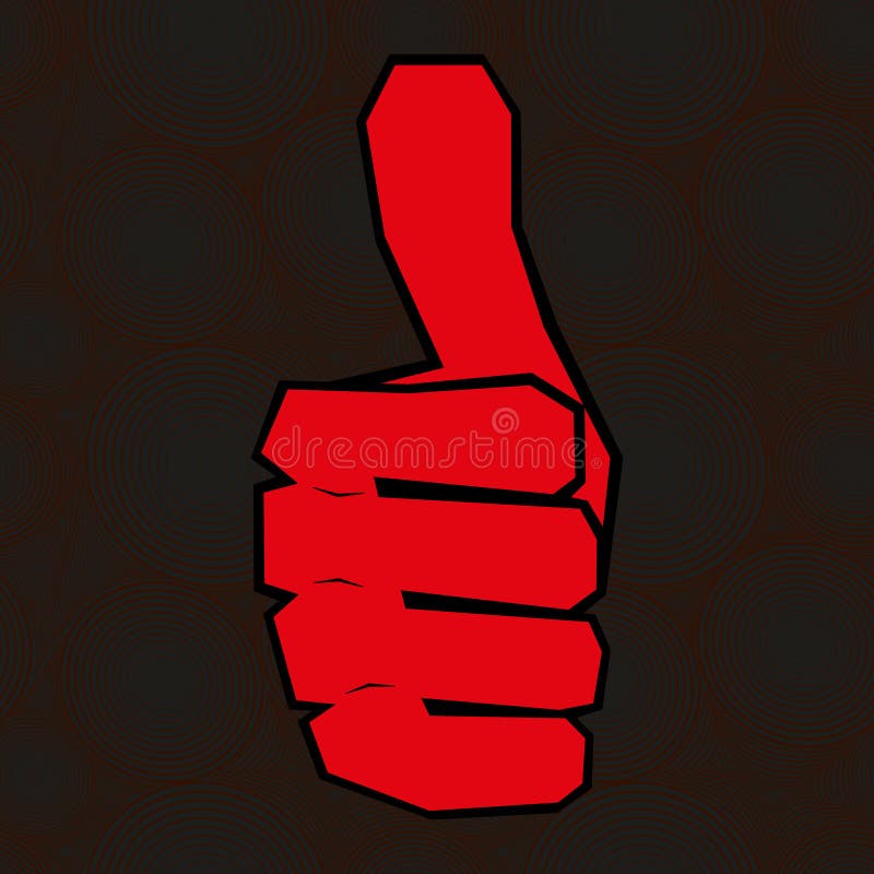 Rode hand met omhoog duim vector illustratie. Illustration of ...