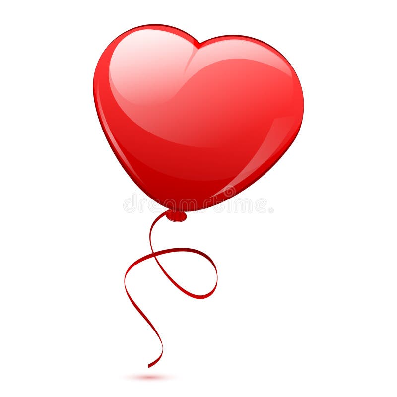 Ballon Van Het Hart Kleurde Rood Stock Illustratie - Illustration of ...
