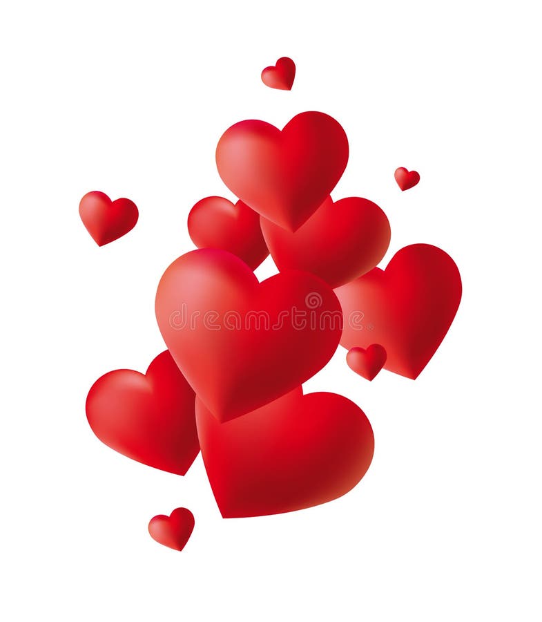 Rode Harten Op Witte Achtergronden Vector Illustratie - Illustration of ...