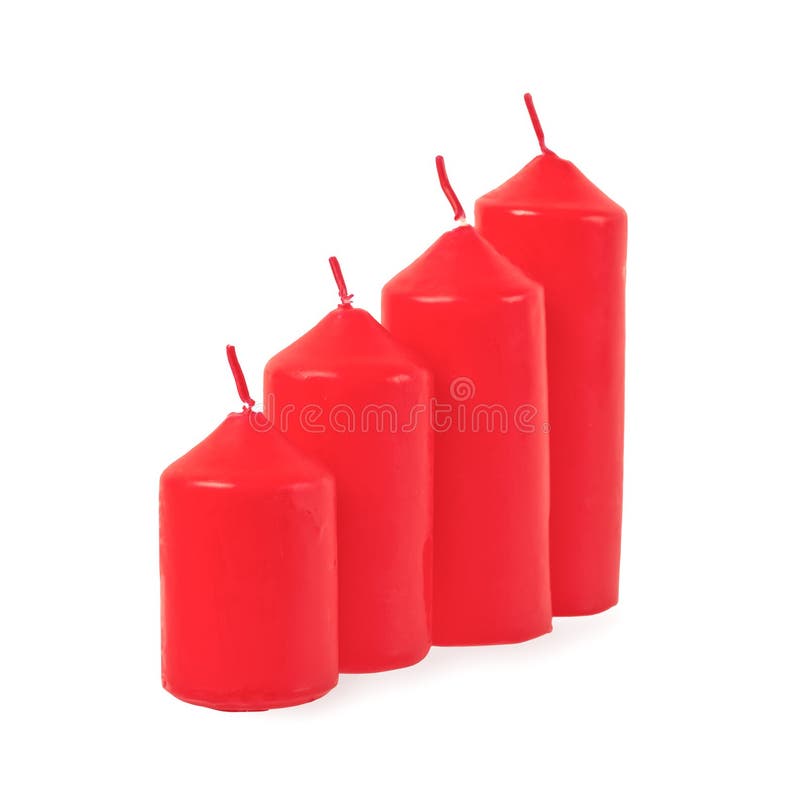 Rode Kaars Die Op Wit Wordt Geïsoleerde Stock Foto - Image of ...