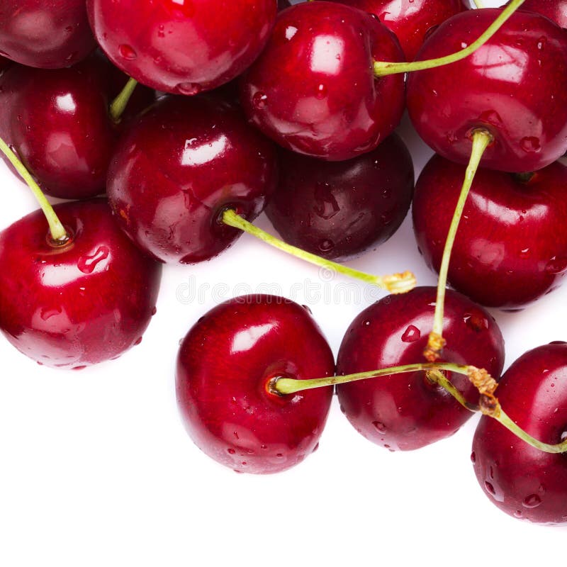 Rode kersen stock foto. Image of geïsoleerd, twee, weerspiegeling ...