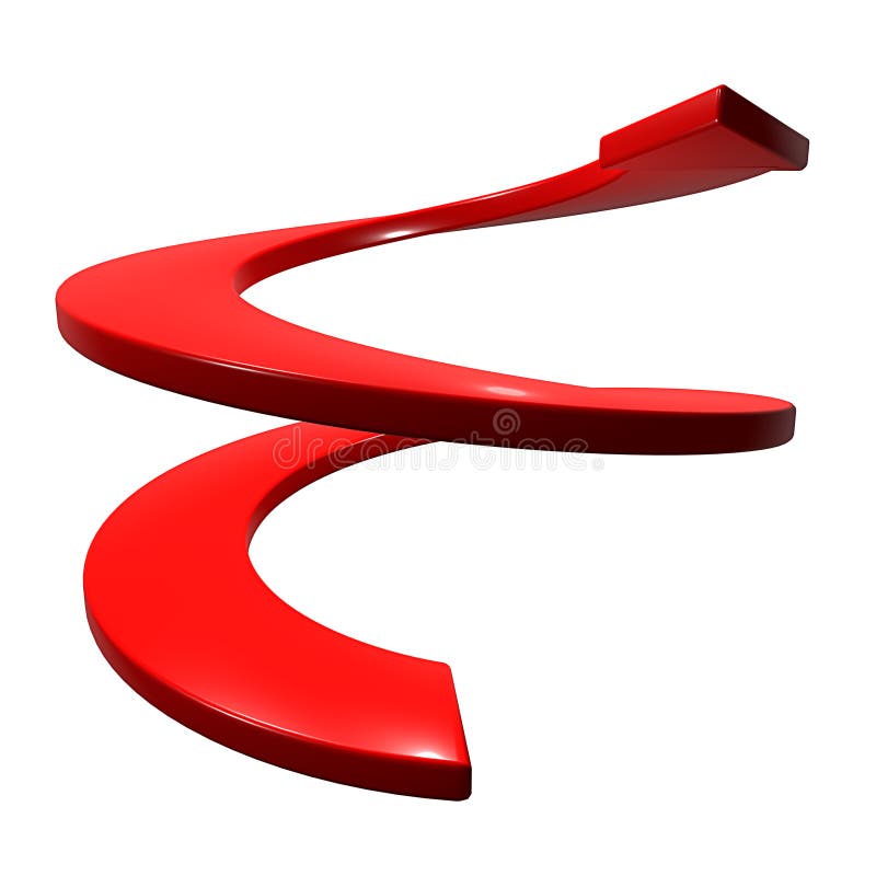 Rode pijl 3d kromme stock illustratie. Illustration of motie - 33821445