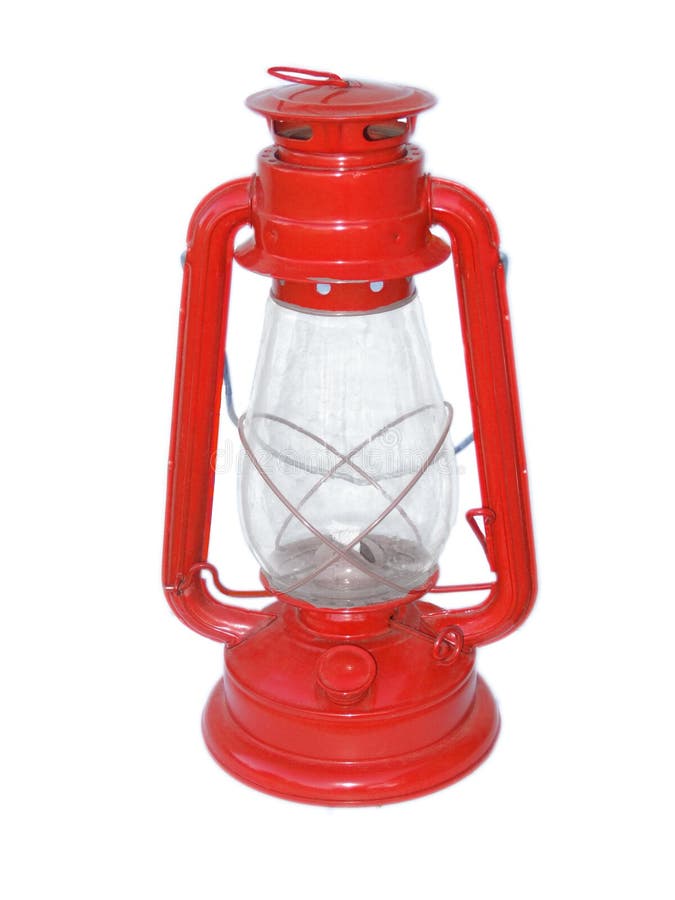 Rode lantaarn over wit stock foto. Image of lamp, spoorweg - 1573624